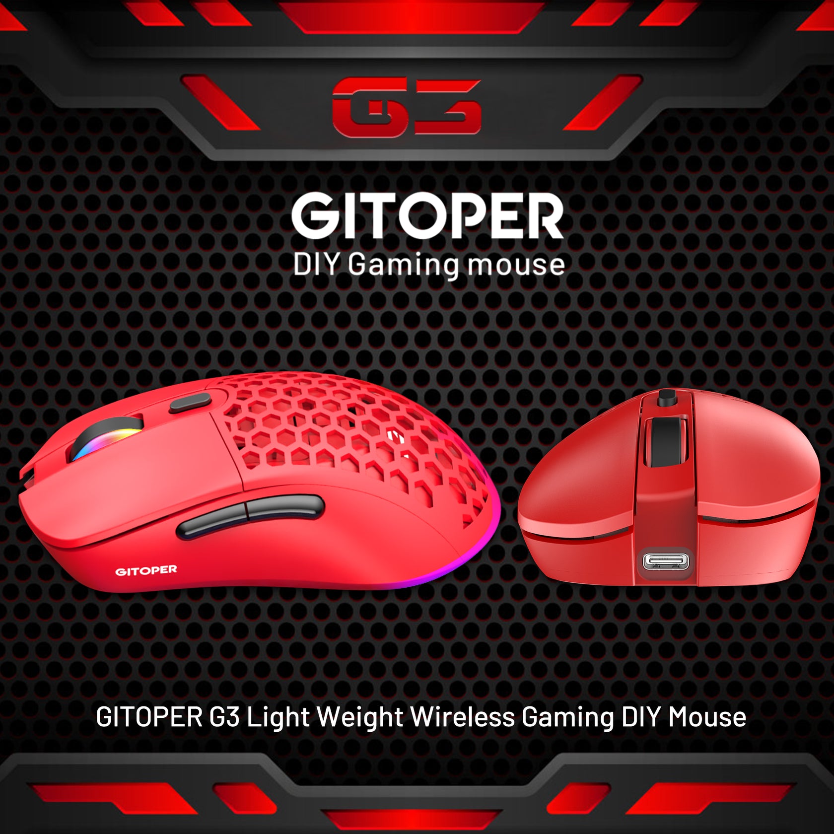GITOPER G3 Light Weight Wireless DIY Gaming Mouse